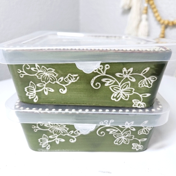 Temp-Tations | Kitchen | Vintage Temptations Floral Green Lace Dish ...